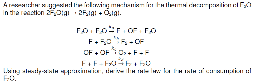 Solved A researcher suggested the following mechanism for | Chegg.com