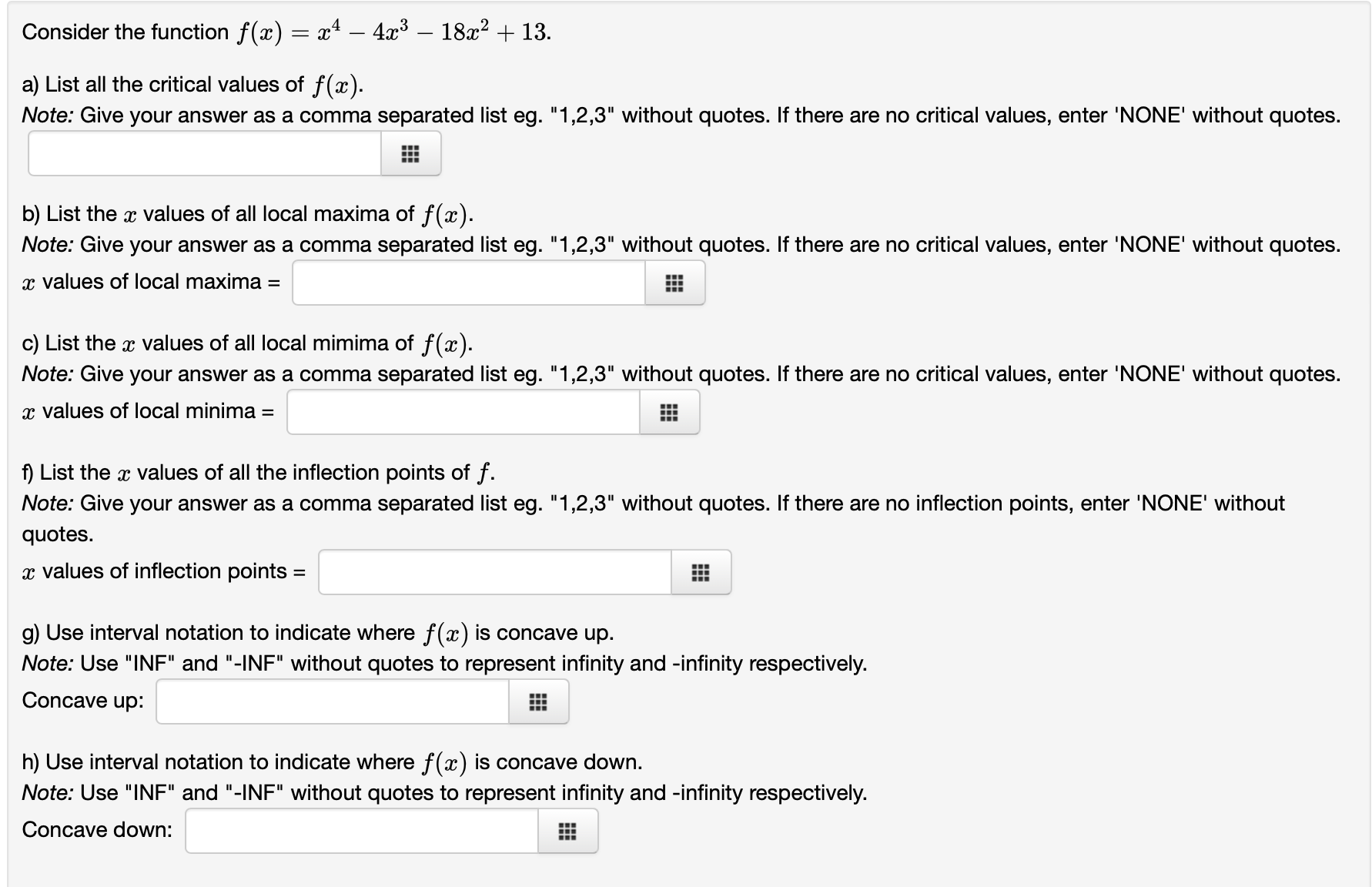 solved-consider-the-function-f-x-x4-4x3-18x2-13-a-list-chegg