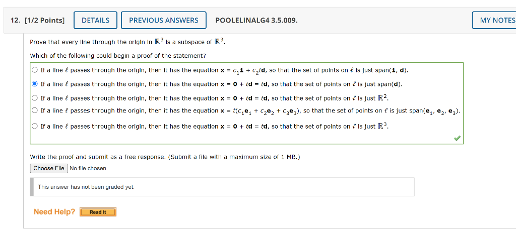 Solved Prove that every Ilne through the origin In R3 is a | Chegg.com