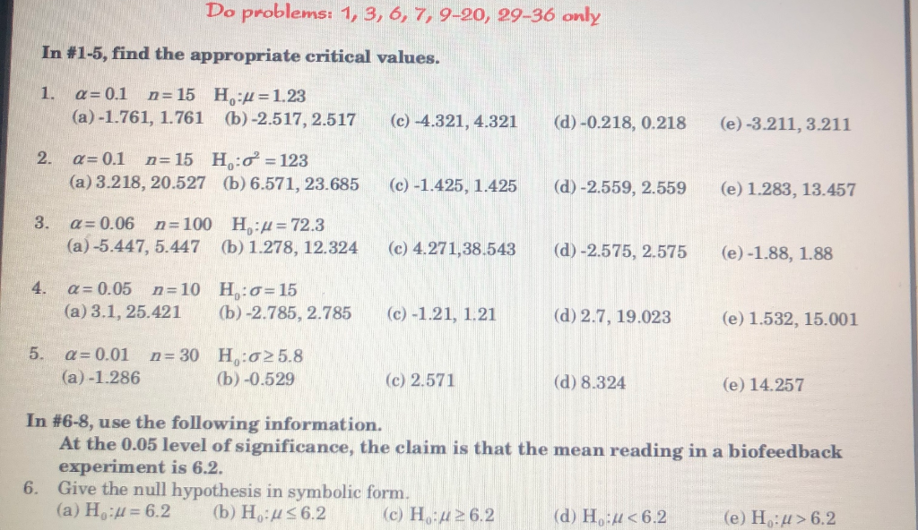 Solved Do problems: 1,3,6, 7, 9-20, 29-36 only In #1-5, find | Chegg.com