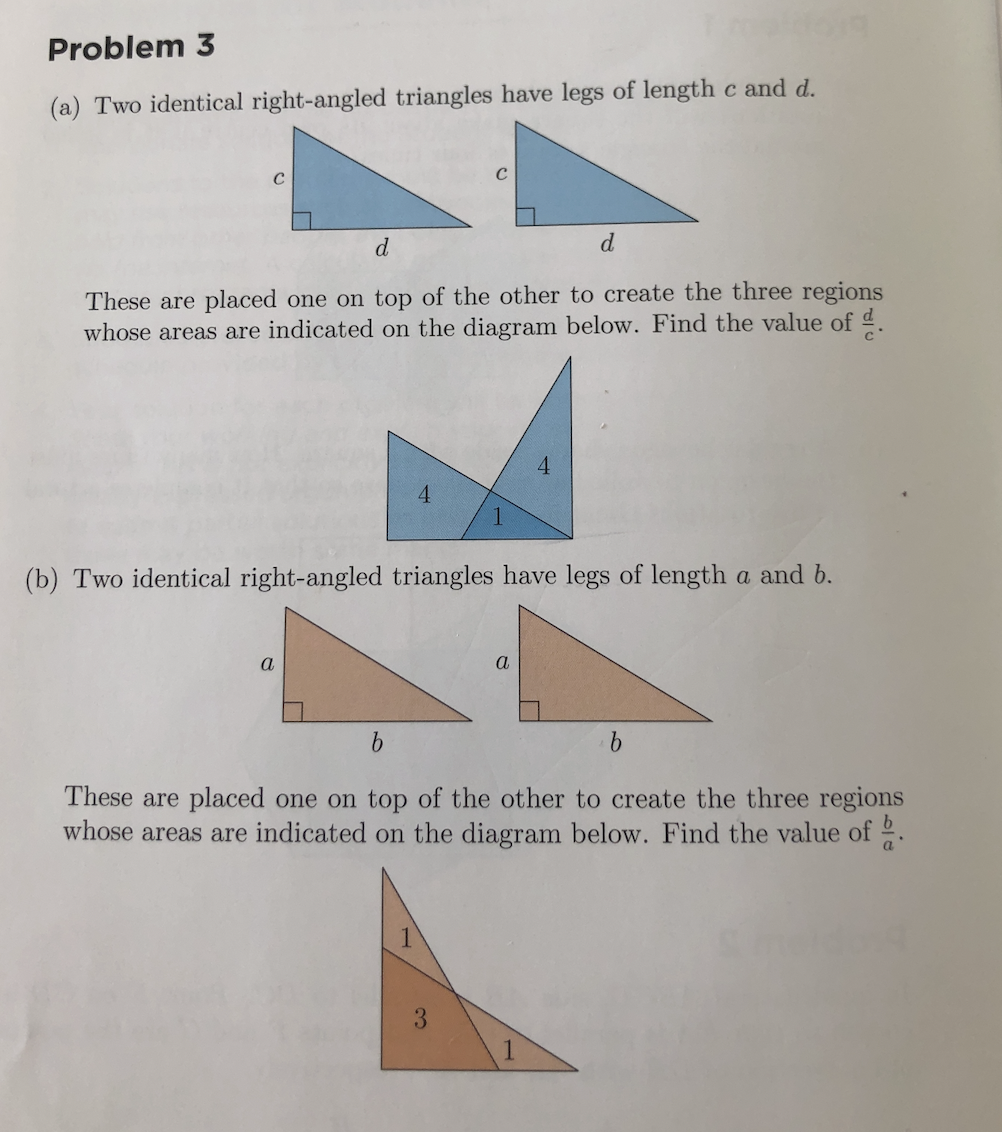 Solved (a) Two identical right-angled triangles have legs of | Chegg.com