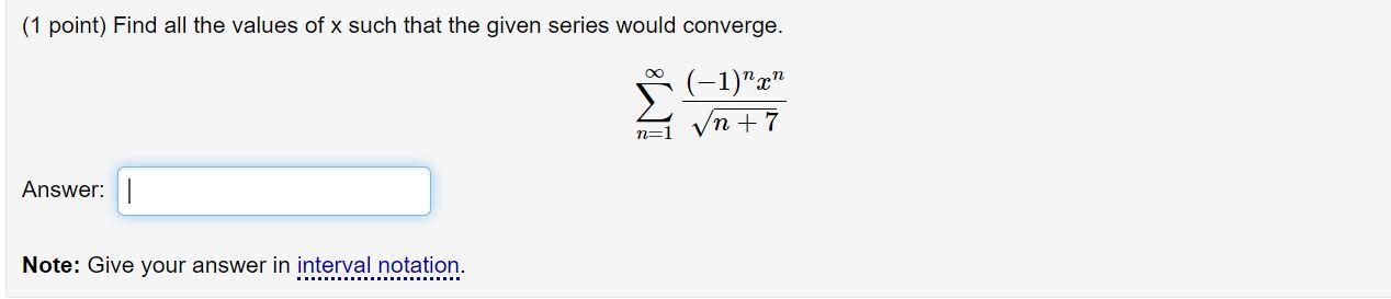 Solved (1 point) Find all the values of x such that the | Chegg.com