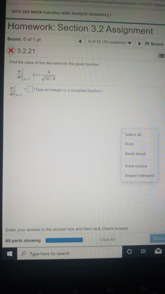 Solved U S ent/PlayerHomework aspx?homeworkId=5422091248 MTH | Chegg.com