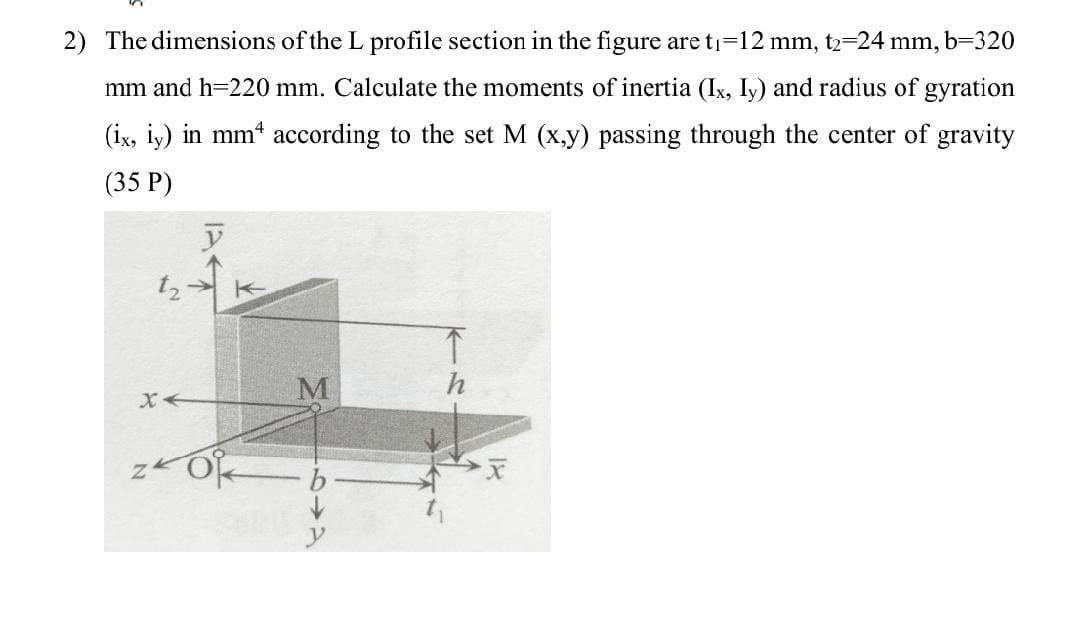 Solved 2) The dimensions of the L profile section in the | Chegg.com