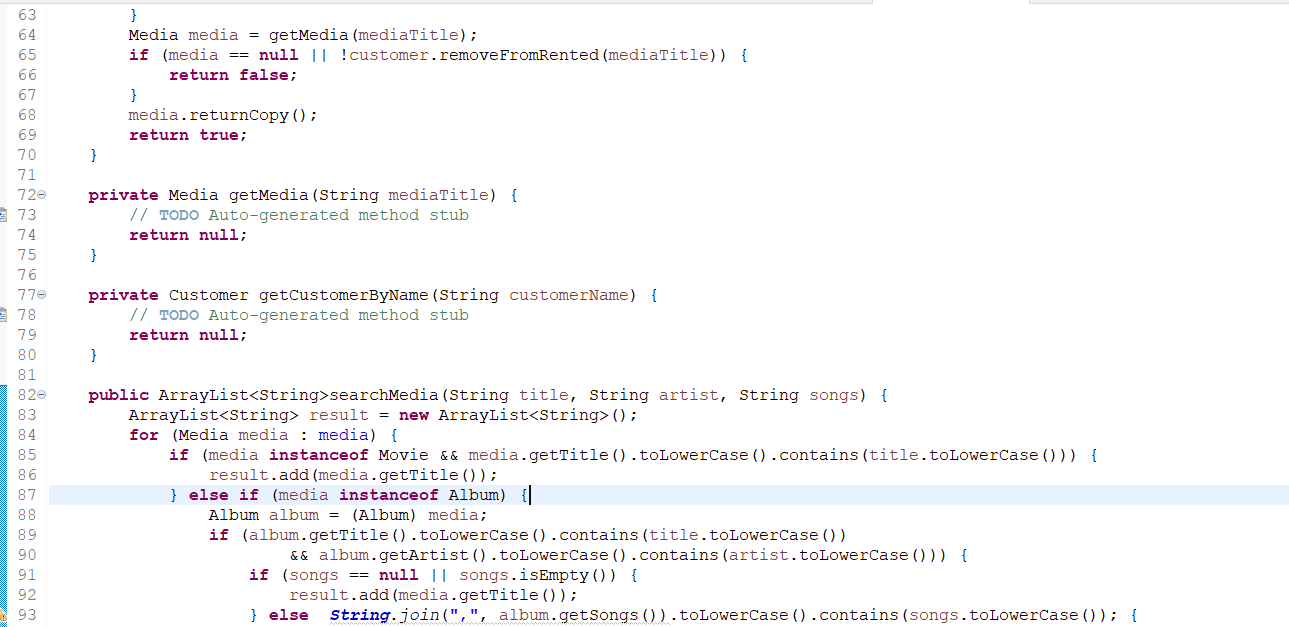 Solved Java (Eclipse) This assignment allows people to rent | Chegg.com