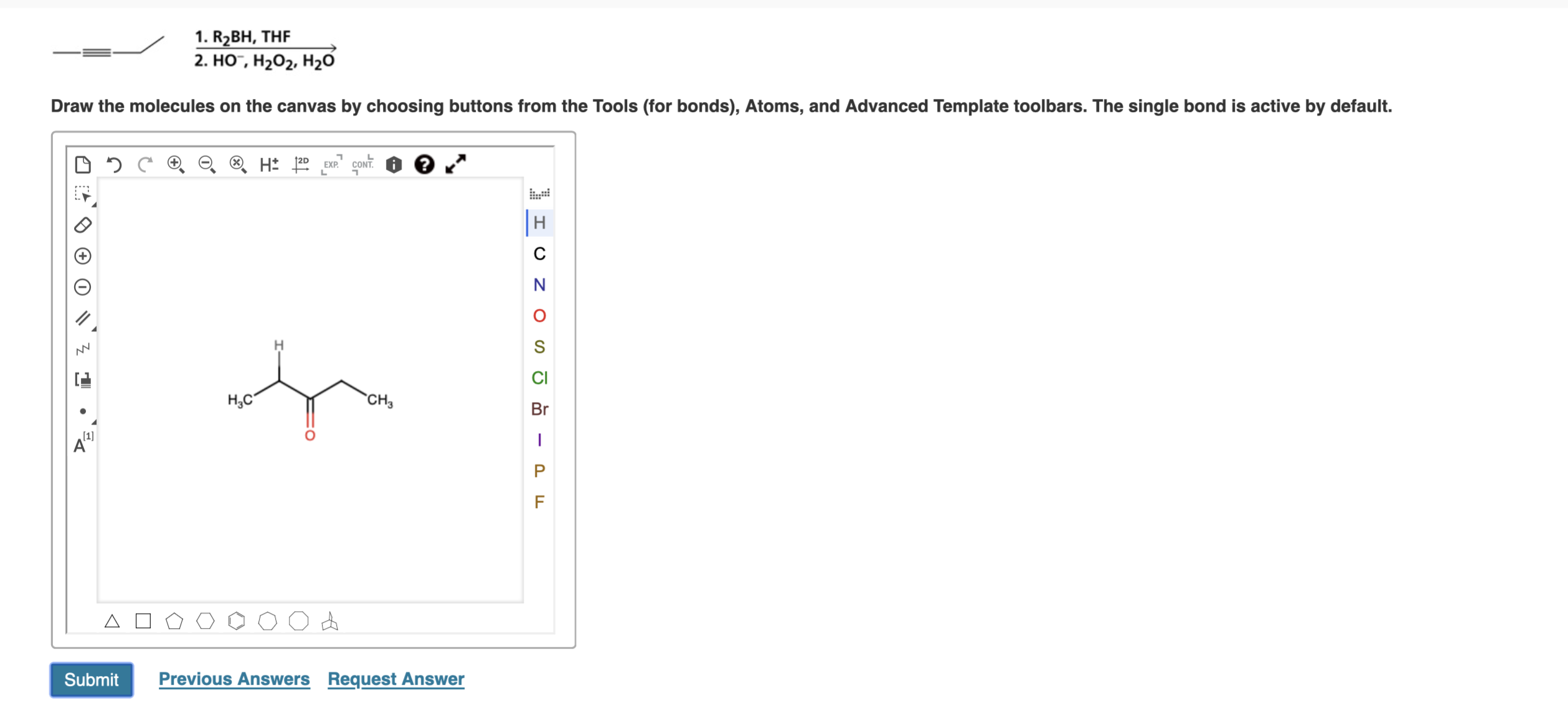 Solved R2BH,THFHO-,H2O2,H2ORequest Answer | Chegg.com