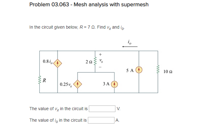 Solved Problem 03.063 - Mesh analysis with supermesh In the | Chegg.com