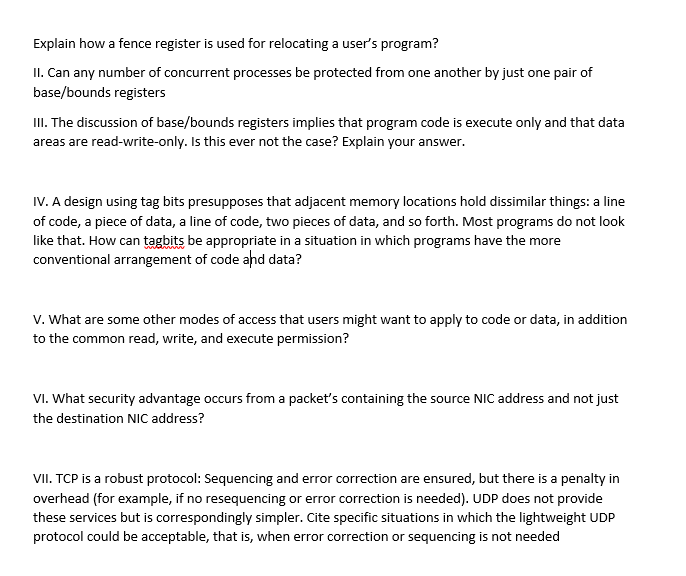 Solved Explain how a fence register is used for relocating a | Chegg.com