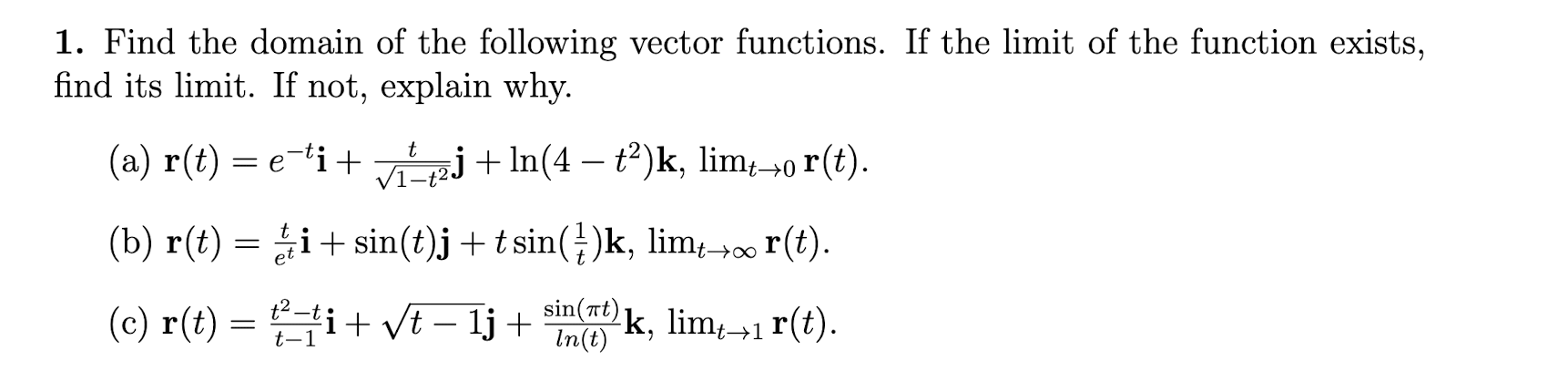 Solved Find the domain of the following vector functions. If | Chegg.com