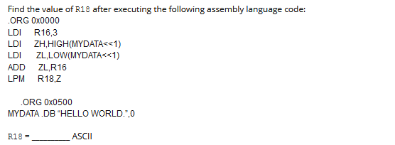 Find the value of R18 after executing the following | Chegg.com