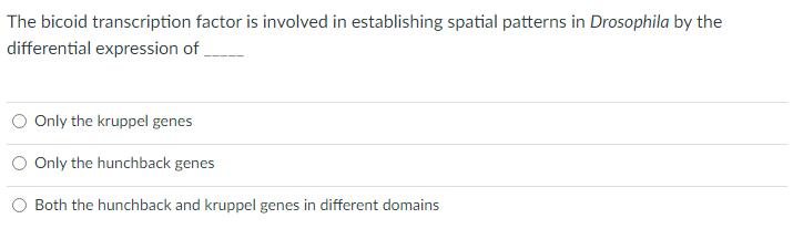 Solved The bicoid transcription factor is involved in | Chegg.com