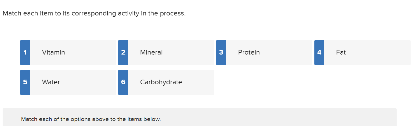 Solved Match each item to its corresponding activity in the | Chegg.com
