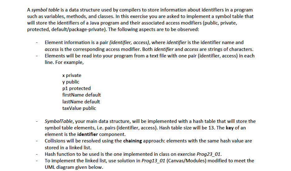 Solved A Symbol Table Is A Data Structure Used By Compilers 