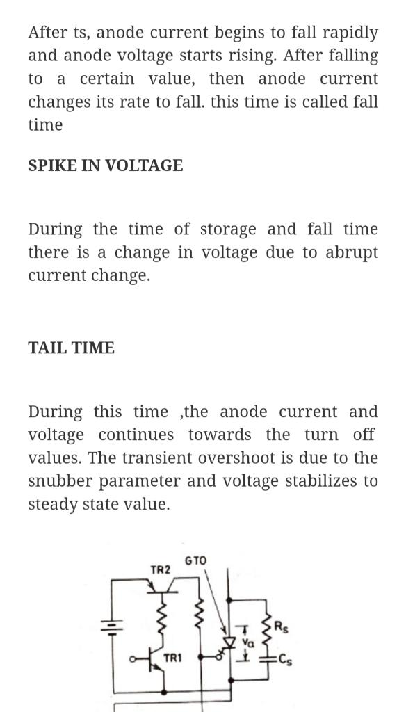 Solved After ts, anode current begins to fall rapidly and | Chegg.com