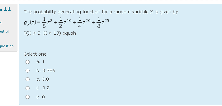 Solved n 11 The probability generating function for a random | Chegg.com