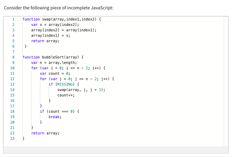 Solved Consider the following piece of incomplete | Chegg.com