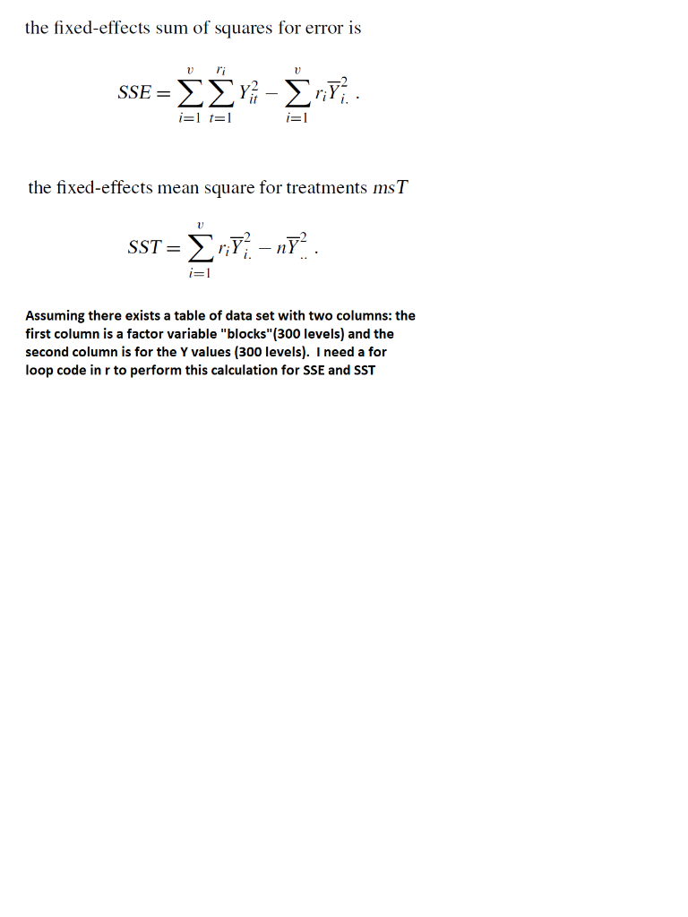 the fixed-effects sum of squares for error is SSE = | Chegg.com