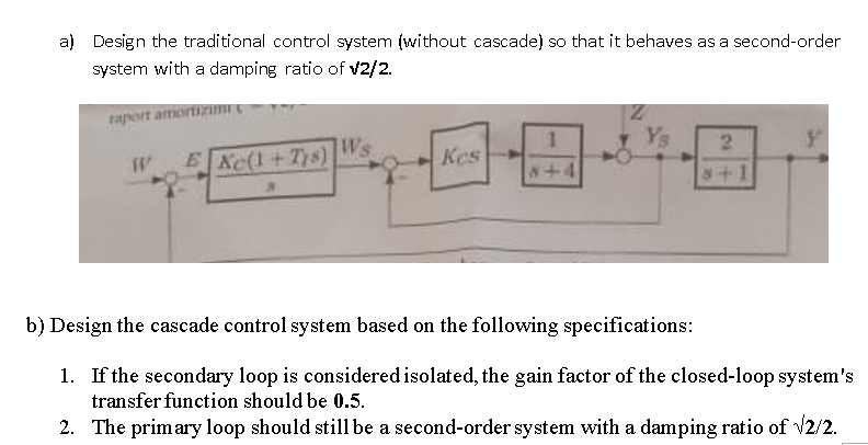 b) ﻿Design the cascade control system based on the | Chegg.com