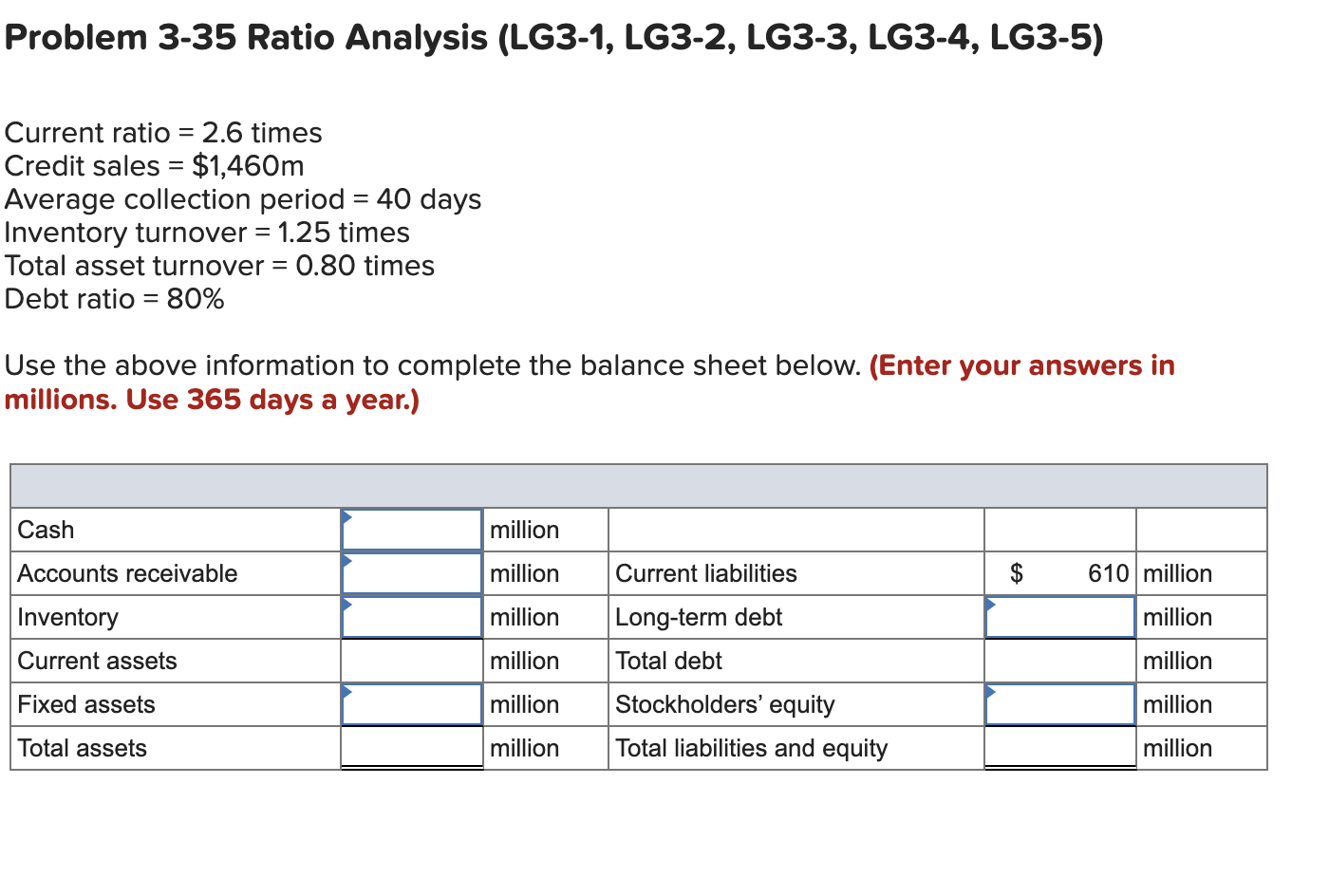 Solved Problem 3-35 Ratio Analysis (LG3-1, LG3-2, LG3-3, | Chegg.com