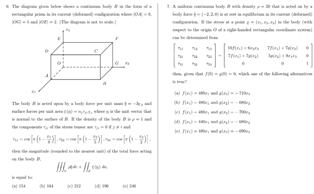 Solved 6. The diagram given below shows a continuum body B | Chegg.com