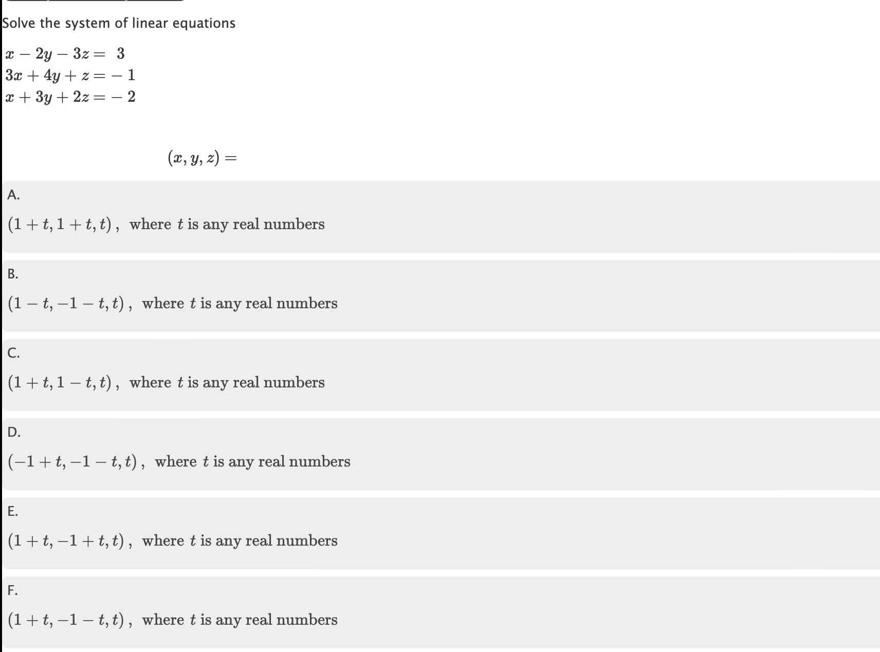 Solved Solve the system of linear equations | Chegg.com | Chegg.com