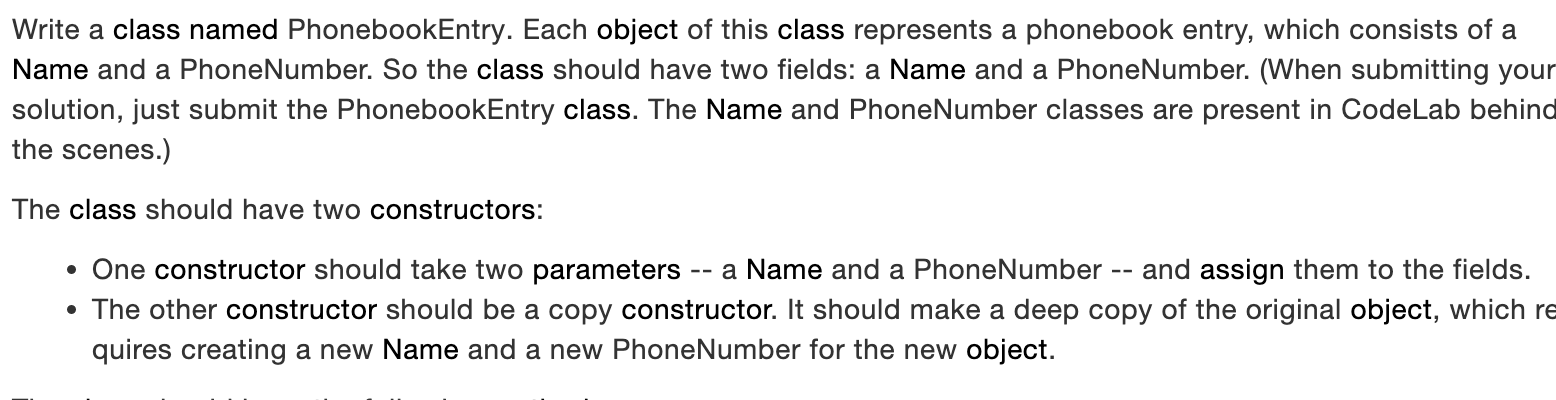 Solved Write a class named PhonebookEntry. Each object of | Chegg.com