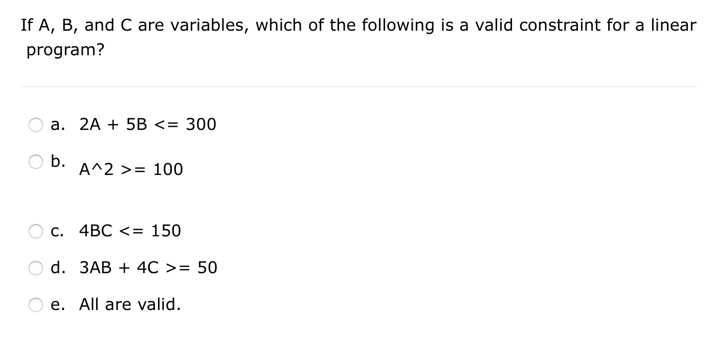 Solved If A, B, and C are variables, which of the following | Chegg.com