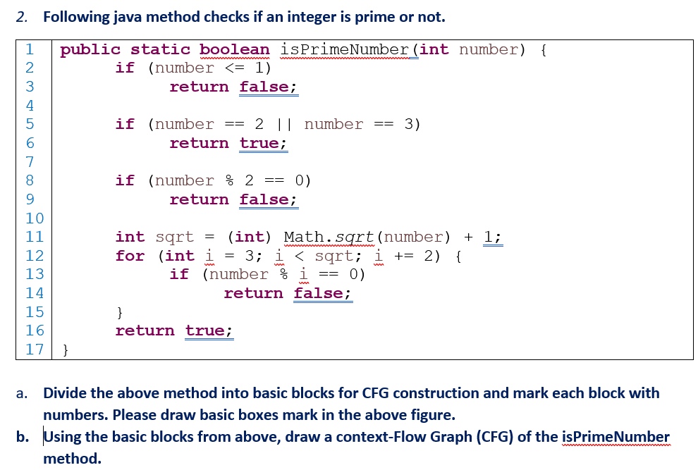 Solved 2. Following java method checks if an integer is | Chegg.com