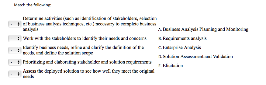 Solved Match the following Determine activities (such as | Chegg.com