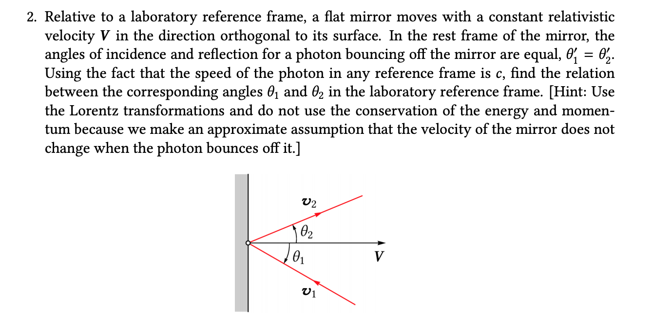 Solved 2. Relative to a laboratory reference frame, a flat | Chegg.com