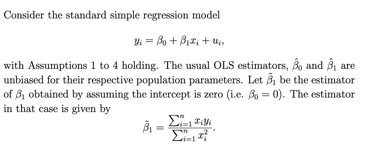 Solved Consider the standard simple regression model | Chegg.com