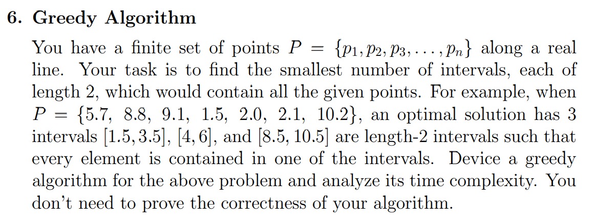 Solved Greedy Algorithm You have a finite set of points | Chegg.com