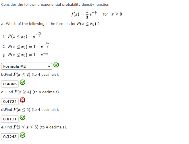 Solved Consider the following exponential probability | Chegg.com