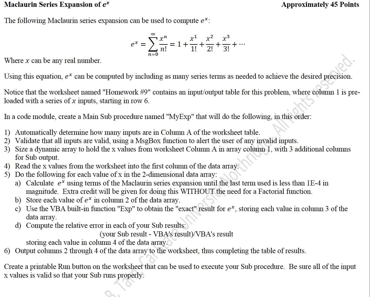 Maclaurin Series Expansion of ex Approximately 45 | Chegg.com