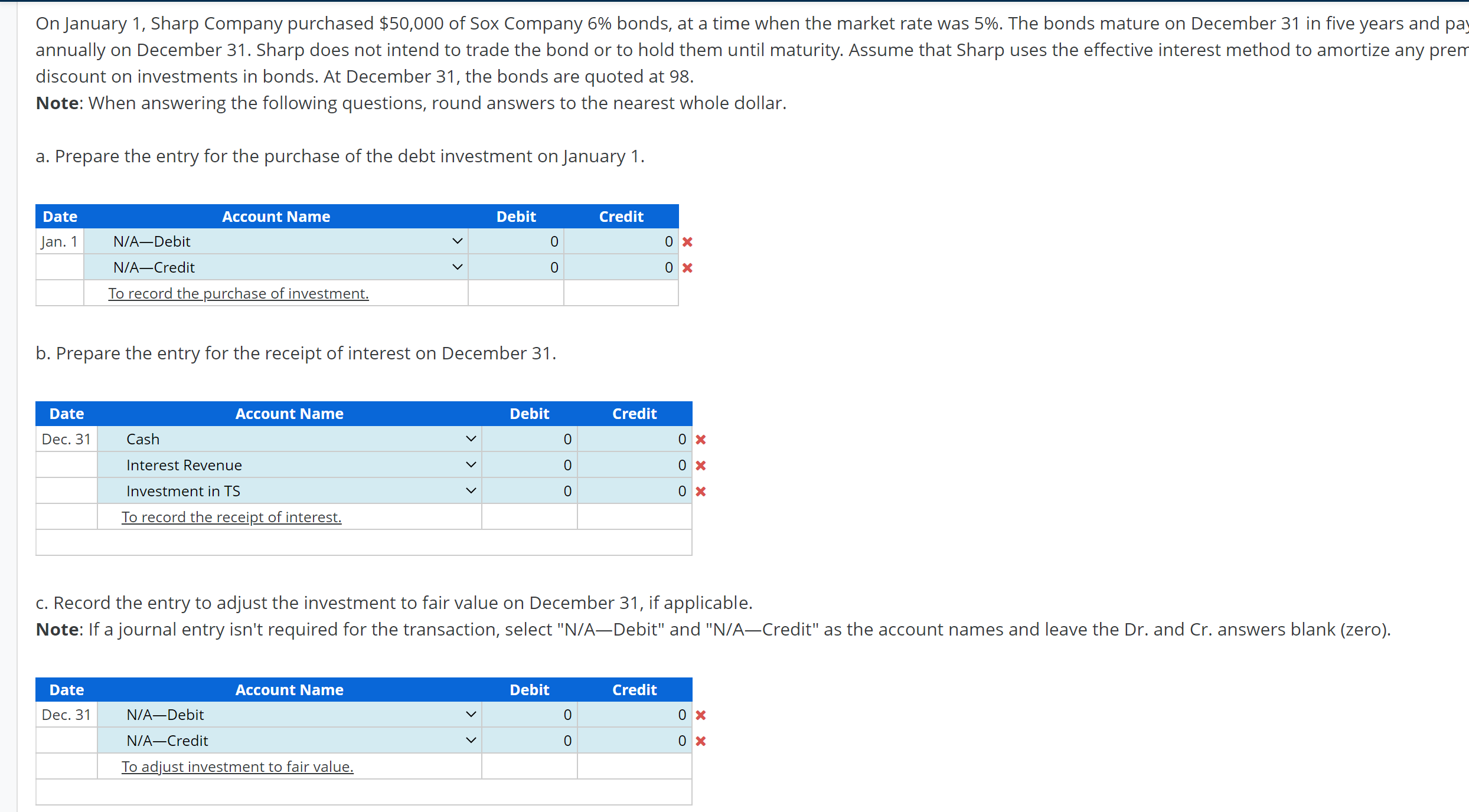Solved On January 1, Sharp Company purchased $50,000 of Sox | Chegg.com