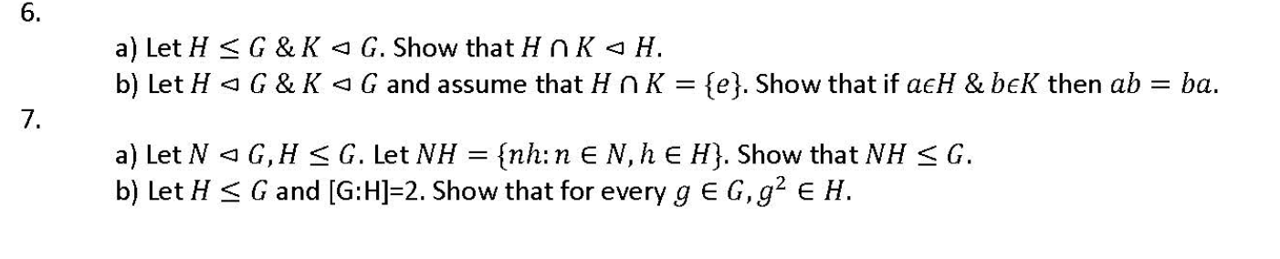 Solved a) Let \\( H \\leq G \\& K \\triangleleft G \\). Show | Chegg.com