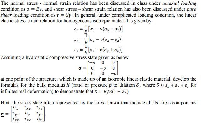 Solved The normal stress - normal strain relation has been | Chegg.com