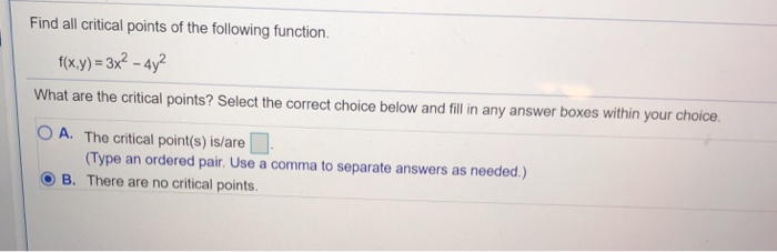 Solved Find all critical points of the following function. | Chegg.com
