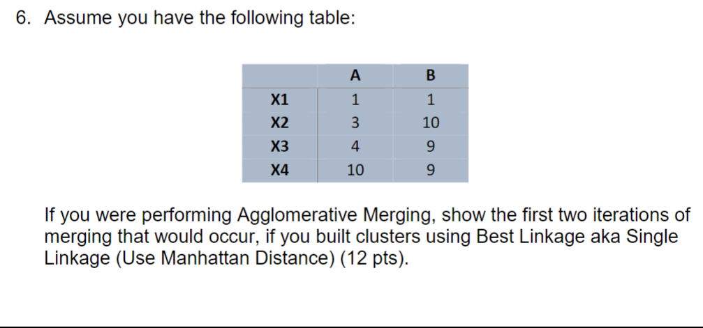Solved 6. Assume you have the following table: If you were | Chegg.com