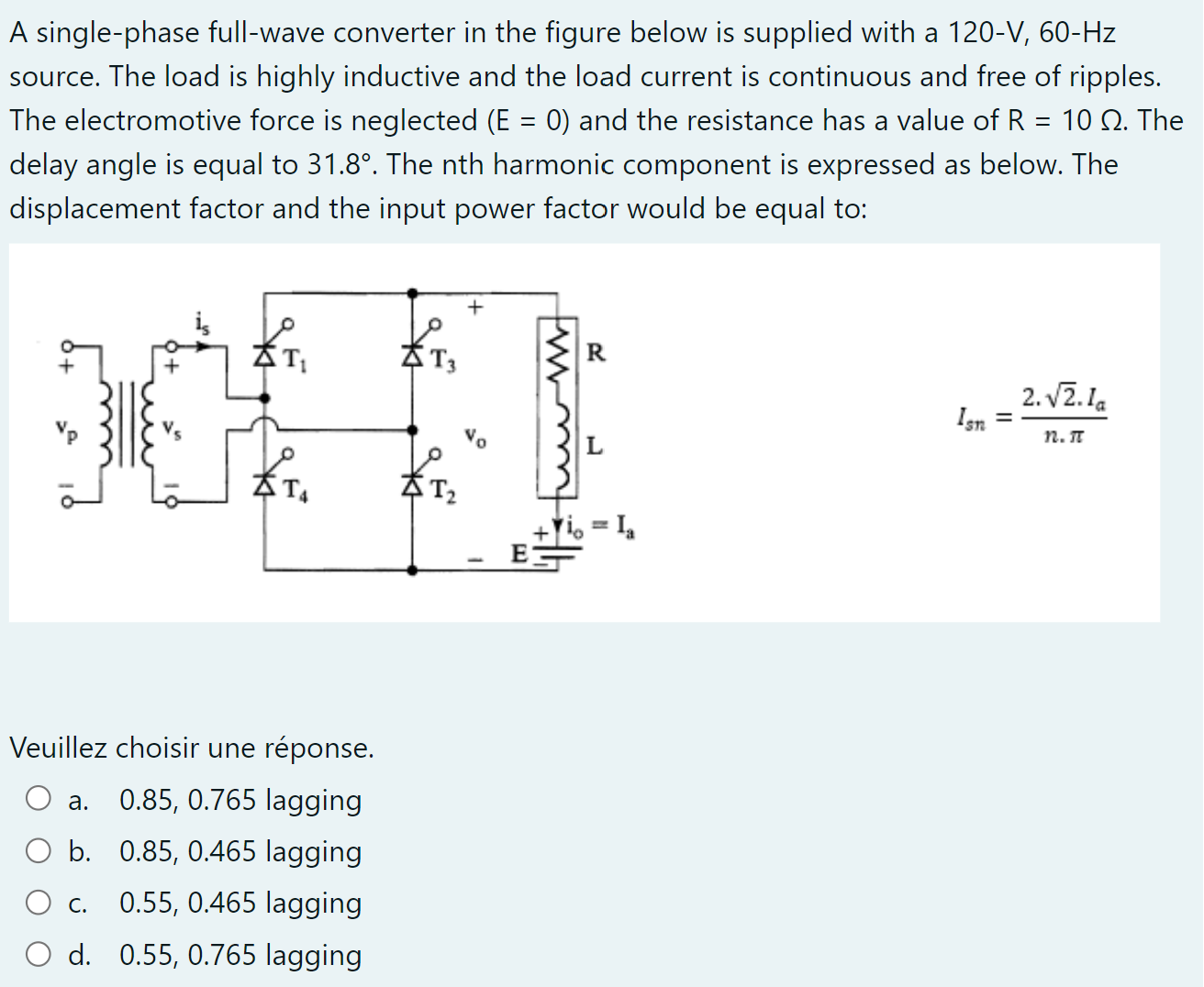 Solved A single-phase full-wave converter in the figure | Chegg.com