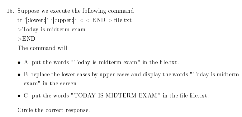Solved 11. Suppose we execute the following command: $( date | Chegg.com