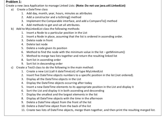Solved Problem 1 Create A New Java Application To Manage Chegg