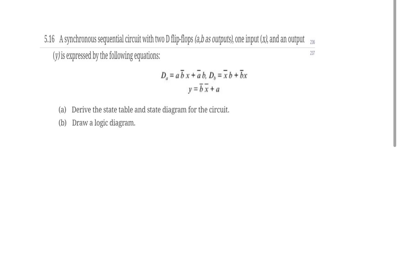 Solved 5.16 A synchronous sequential circuit with two D | Chegg.com