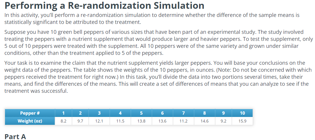 Solved Performing A Re Randomization Simulation In This