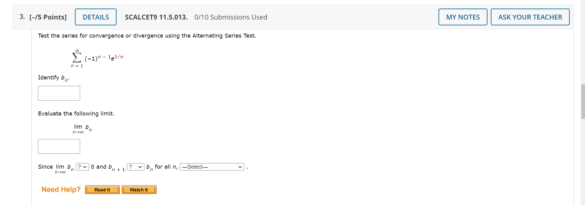 Solved 3. [-/5 Points] DETAILS SCALCET9 11.5.013. 0/10 | Chegg.com