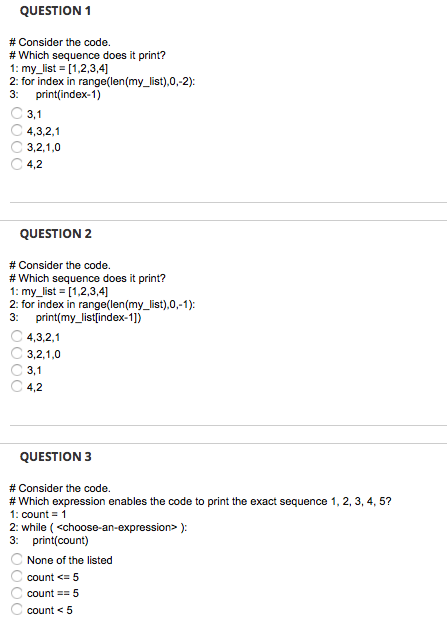 Solved QUESTION 1 NÖ OOO # Consider the code. # Which | Chegg.com