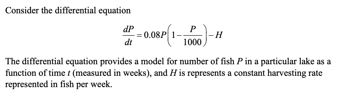Consider the differential equation dP dt = 0.08P(1 Р | Chegg.com