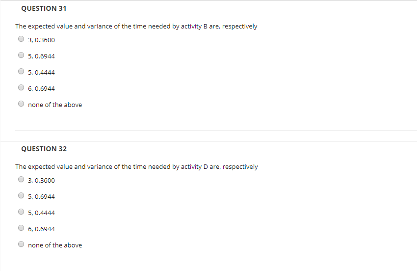 Solved Use the following scenario and data for questions 31 | Chegg.com