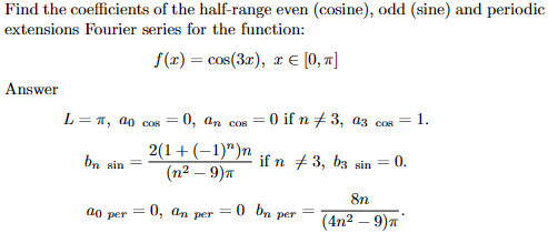 Solved Find the coefficients of the half-range even | Chegg.com