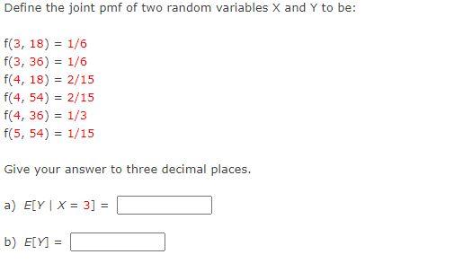Solved Define the joint pmf of two random variables X and Y | Chegg.com